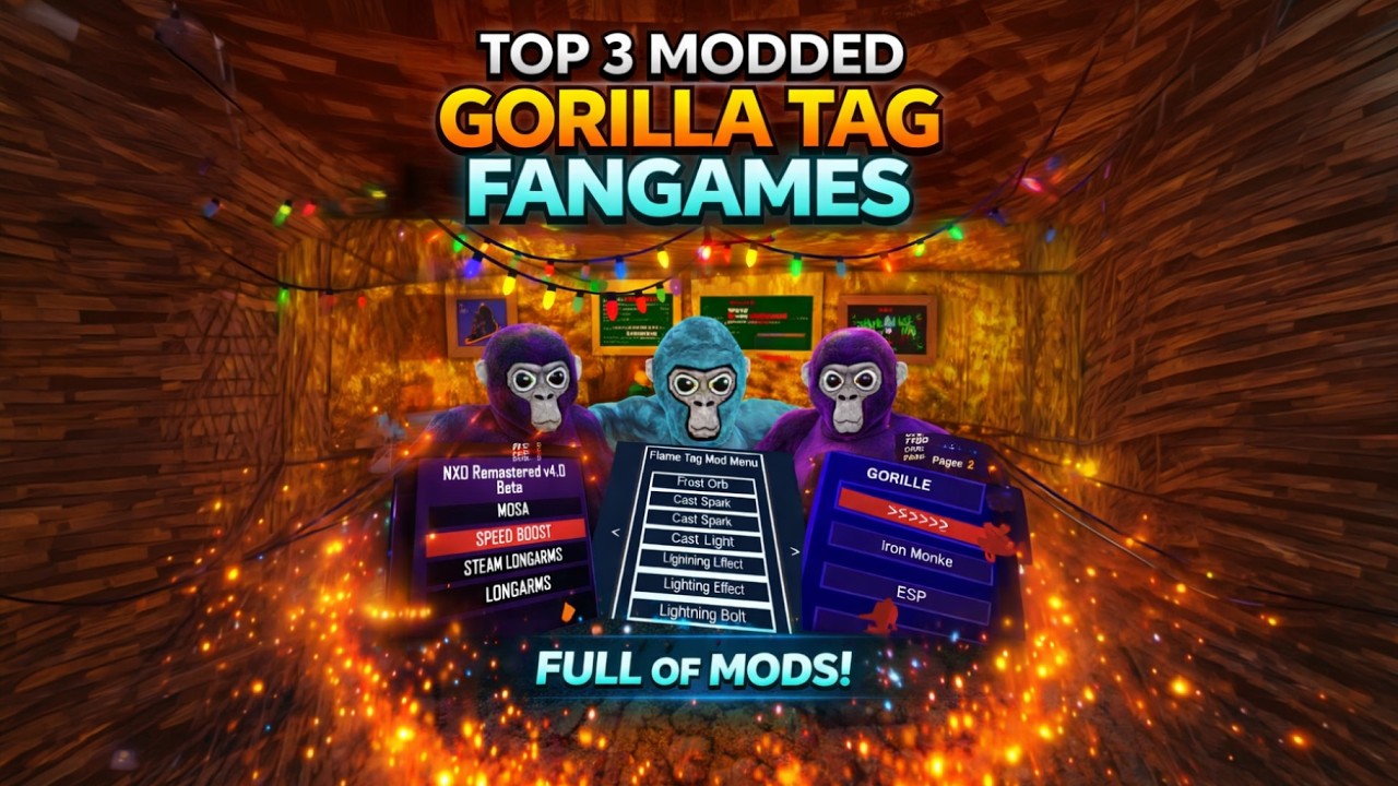 Top 3 Gorilla Tag Fangames With INSANE Mod Menus - YouTube