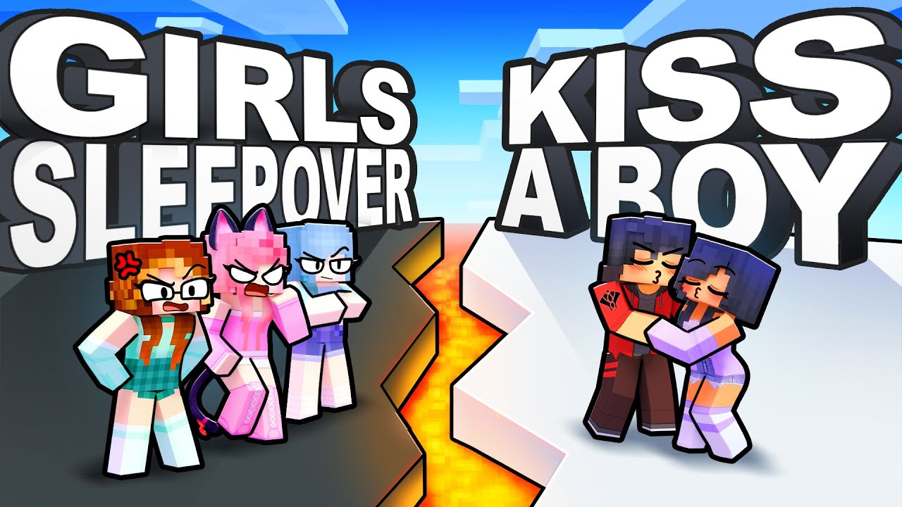 GIRLS SLEEPOVER or KISS A BOY in Minecraft! - YouTube