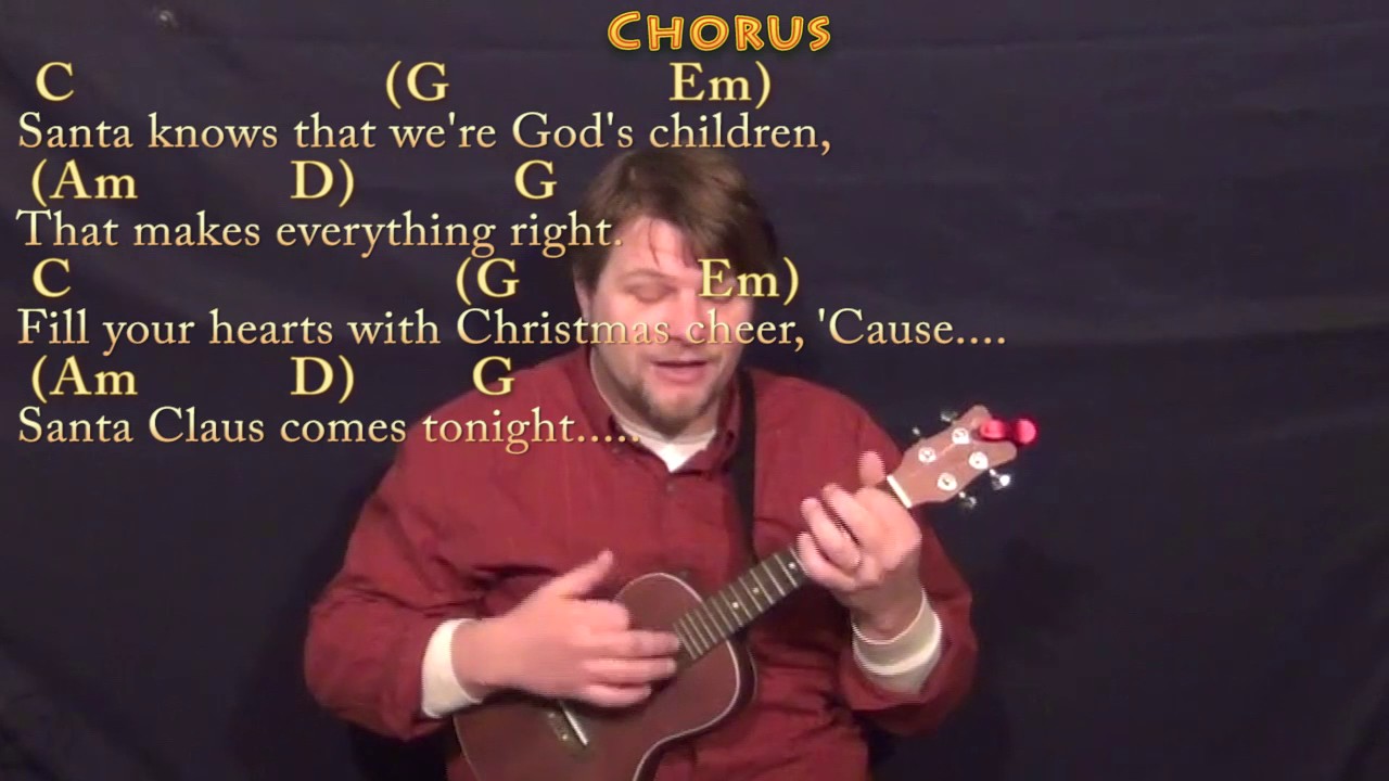 Here Comes Santa Claus (Christmas) Ukulele Cover Lesson in G with ...