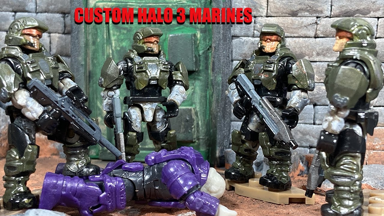 Custom Halo 3 Marines for halo mega construx - YouTube