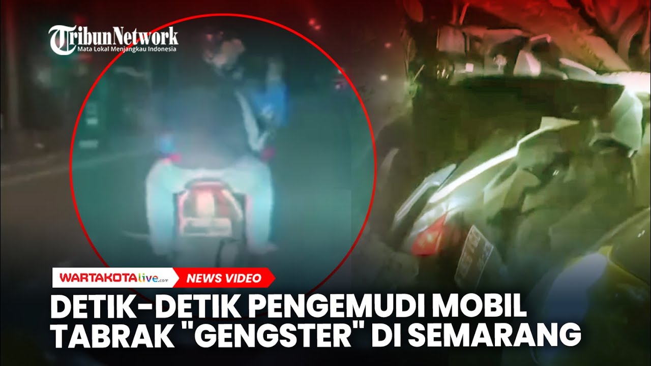 Detik-detik Pengemudi Mobil Tabrak Gengster di Semarang - YouTube