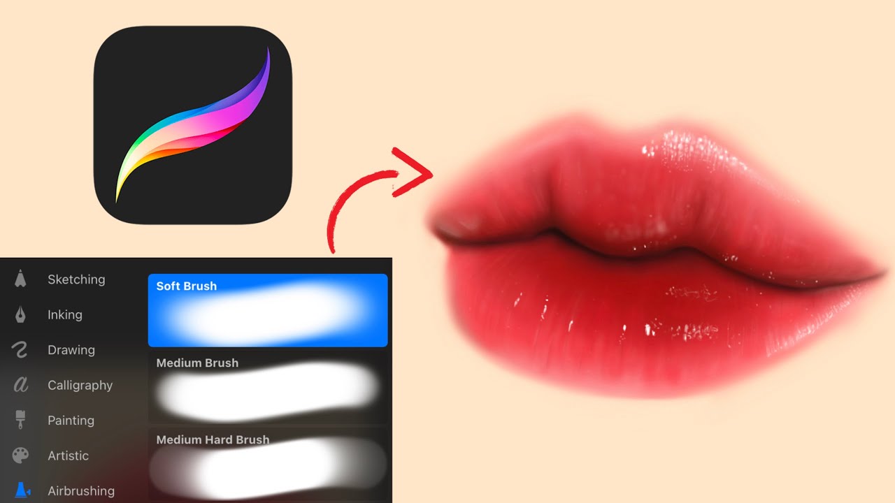 Painting lips using soft airbrush on Procreate - YouTube