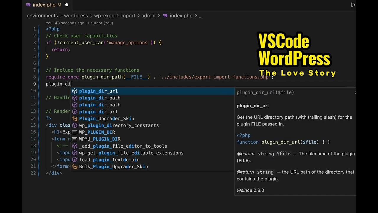 VSCode WordPress - The Love Story - YouTube
