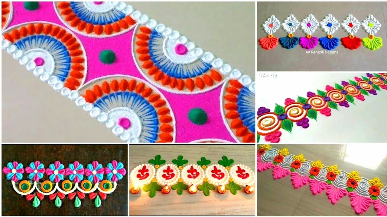 Festival ke liye door steps border patti rangoli designs | patta border ...