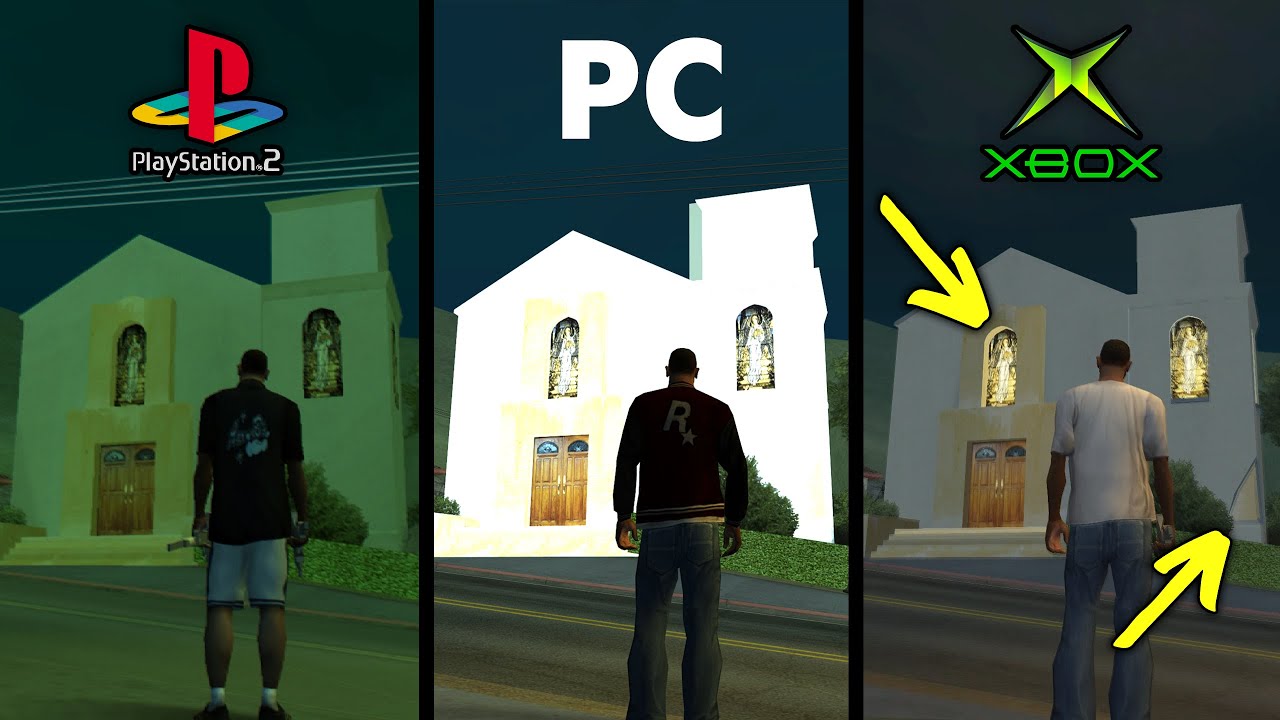 Сравнение GTA San Andreas на ПК, PS2, Xbox (№2) - YouTube