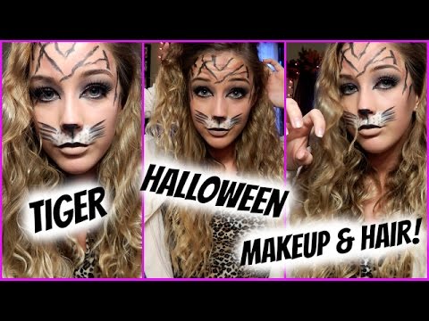 Tiger Halloween Makeup and Hair Tutorial! - YouTube
