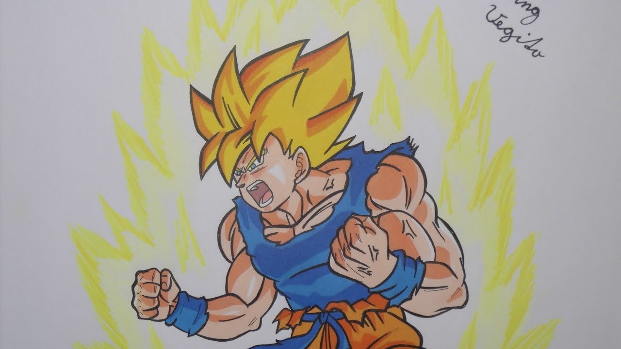 Drawing Goku SSJ Planet Namek - YouTube
