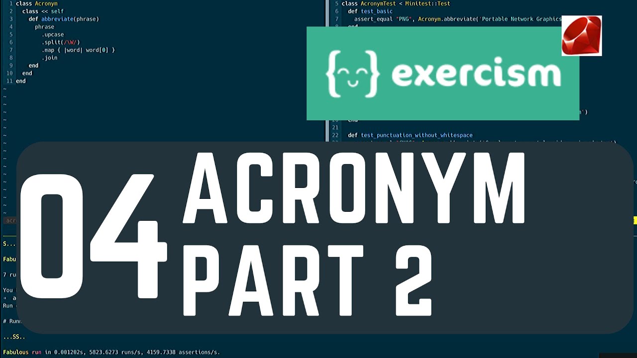 exercism.io 04 acronym Part 2 - YouTube