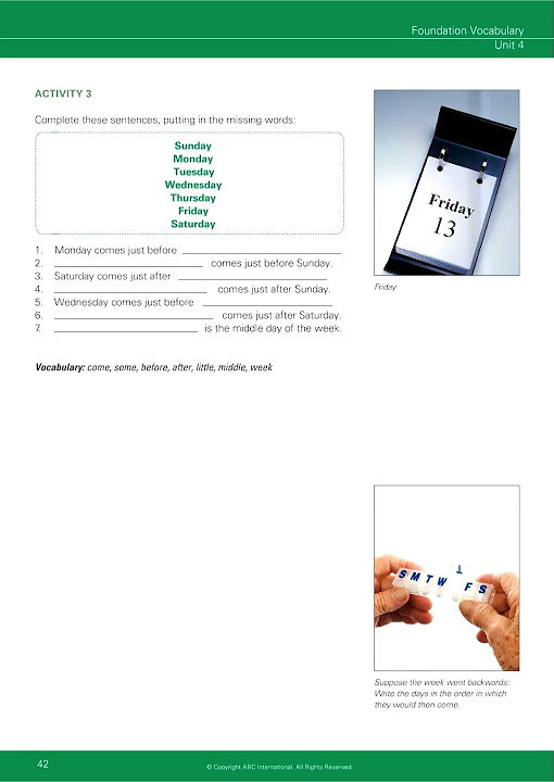 Foundation Vocabulary Unit 4 activity 3 - YouTube