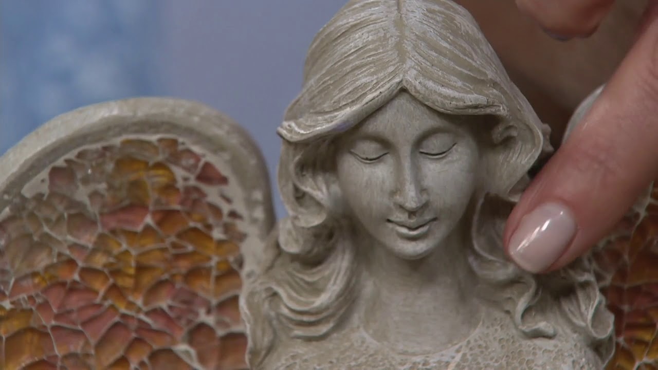Plow & Hearth Mosaic Angel with Kaleidoscope Light on QVC - YouTube