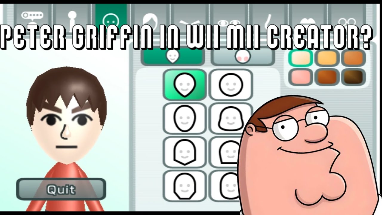 How to make Peter griffin on wii mii creator! - YouTube