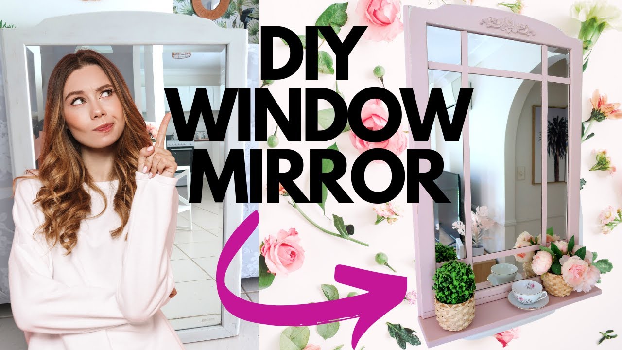 DIY Window Mirror on a Budget ~ Mirror Makeover ~ DIY Windowpane Mirror ...