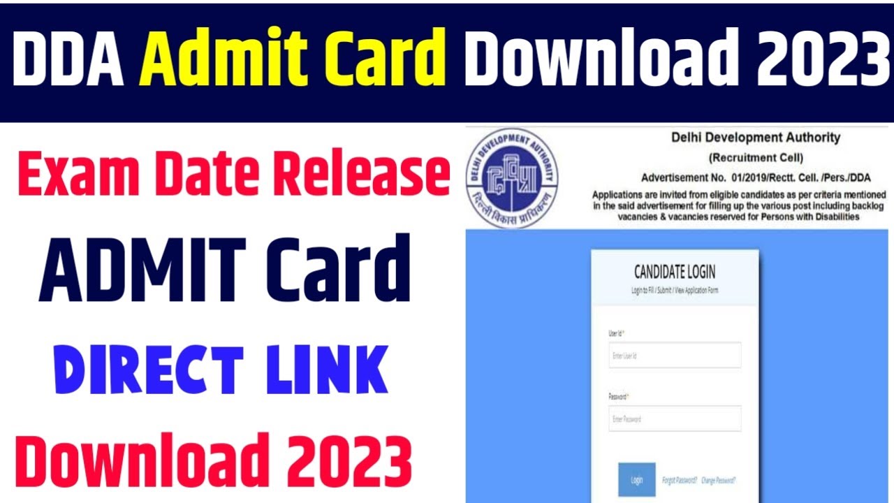 DDA Admit Card Kaise Dekhen 2023।। How To Download DDA Admit Card 2023 ...