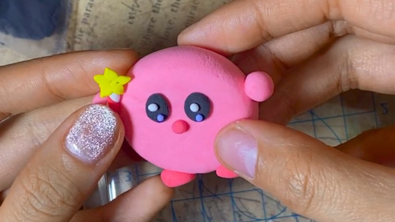 Kirby polymer clay | Making Kirby with clay | Kirby clay art tutorial ...