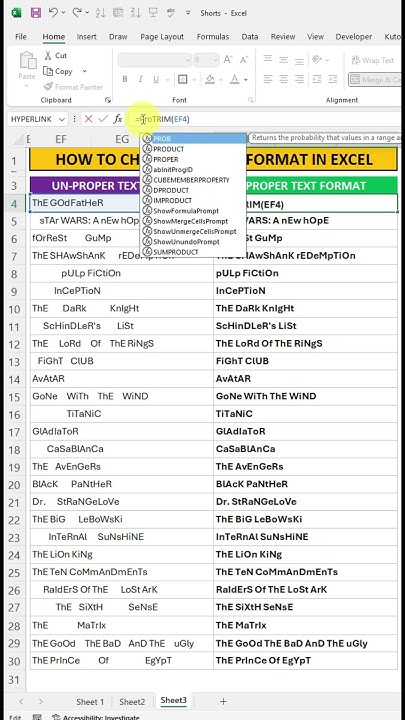 Proper Function in Excel | Trim Function in Excel | | #shorts #excel #short #tamil #exceltricks ...