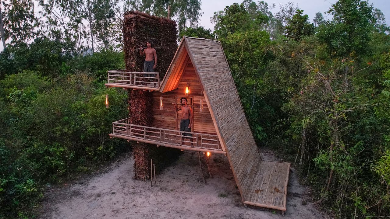 89 Day Bushcraft Building Dugout Log Cabin House - YouTube