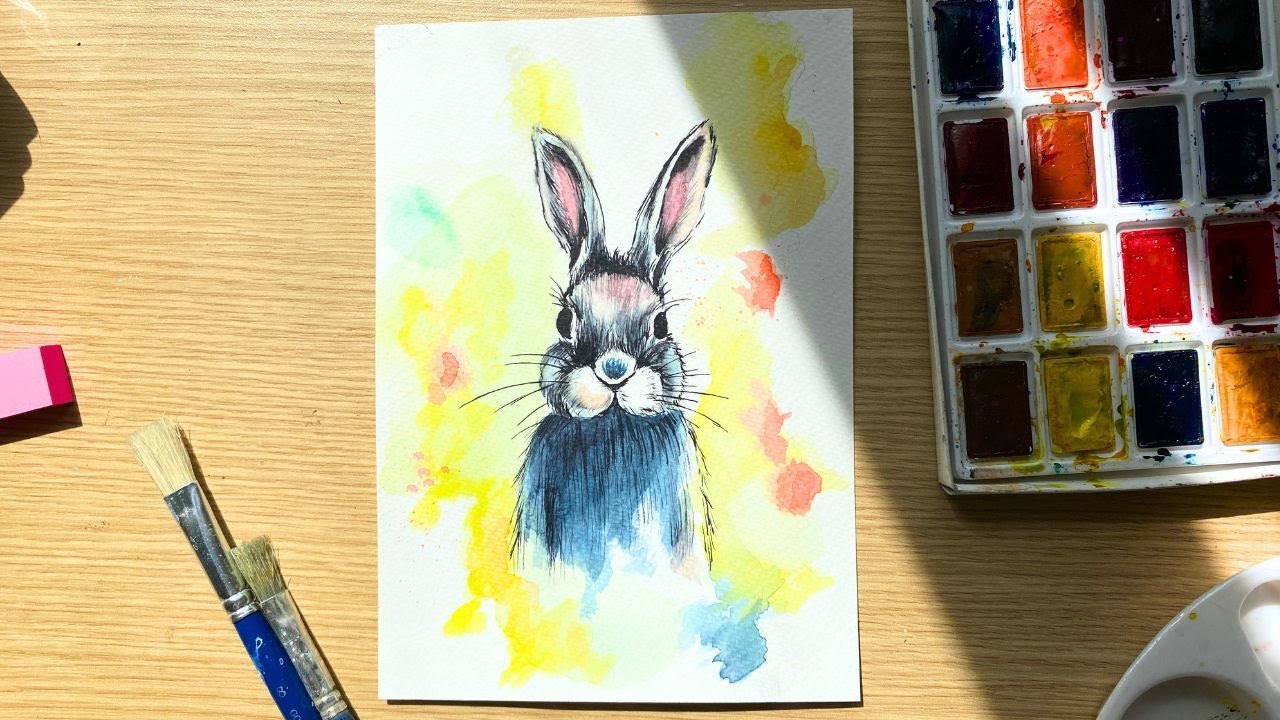 How to paint a Rabbit | Watercolor painting for beginners step by step ...
