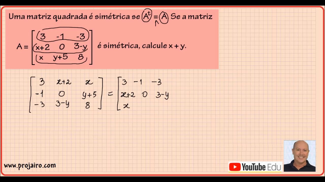 Matriz Simétrica Determinação de x e y - YouTube