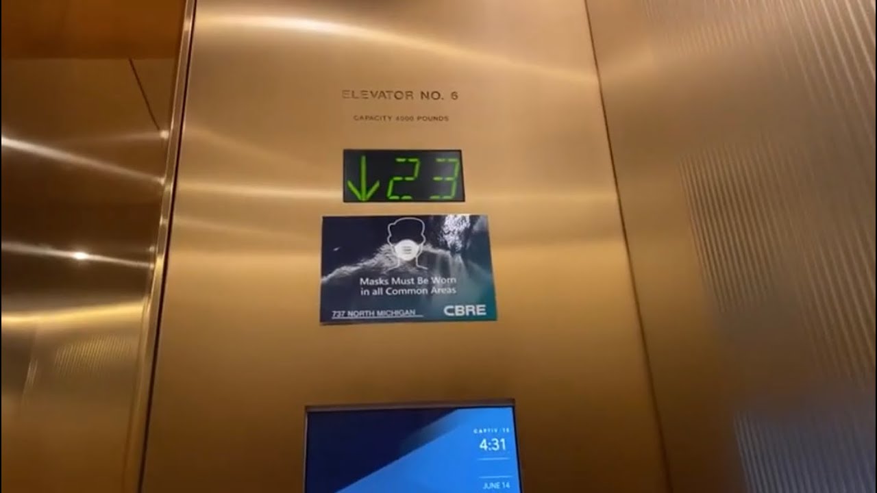 Fast 800 FPM Otis Series M4 traction elevators @ 737 N Michigan ...