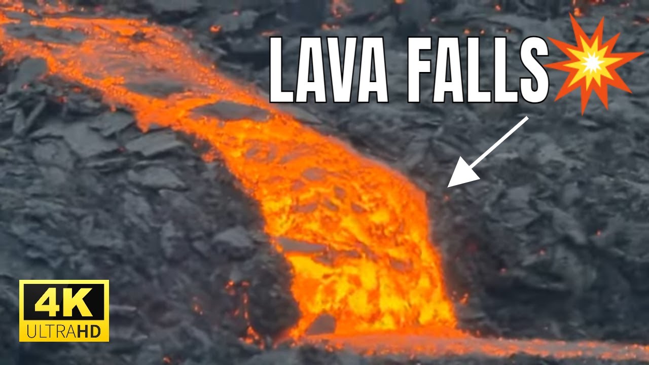 Incredible Lava Falls form south of Volcano. Iceland Eruption Update ...