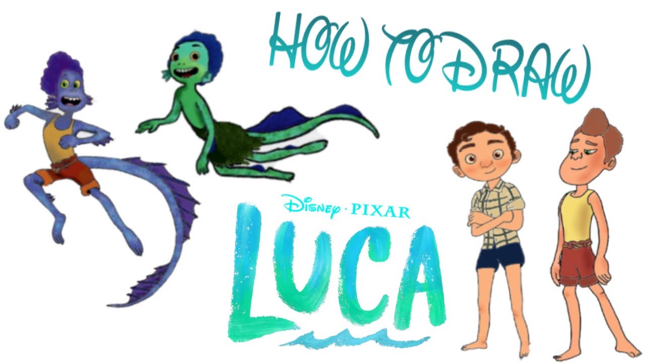 how to draw luca and alberto sea monster - YouTube