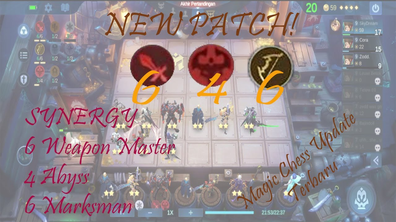 PATCH TERBARU! SYNERGY 6 WEAPON MASTER + 6 MM + 4 ABYSS MAGIC CHESS ...