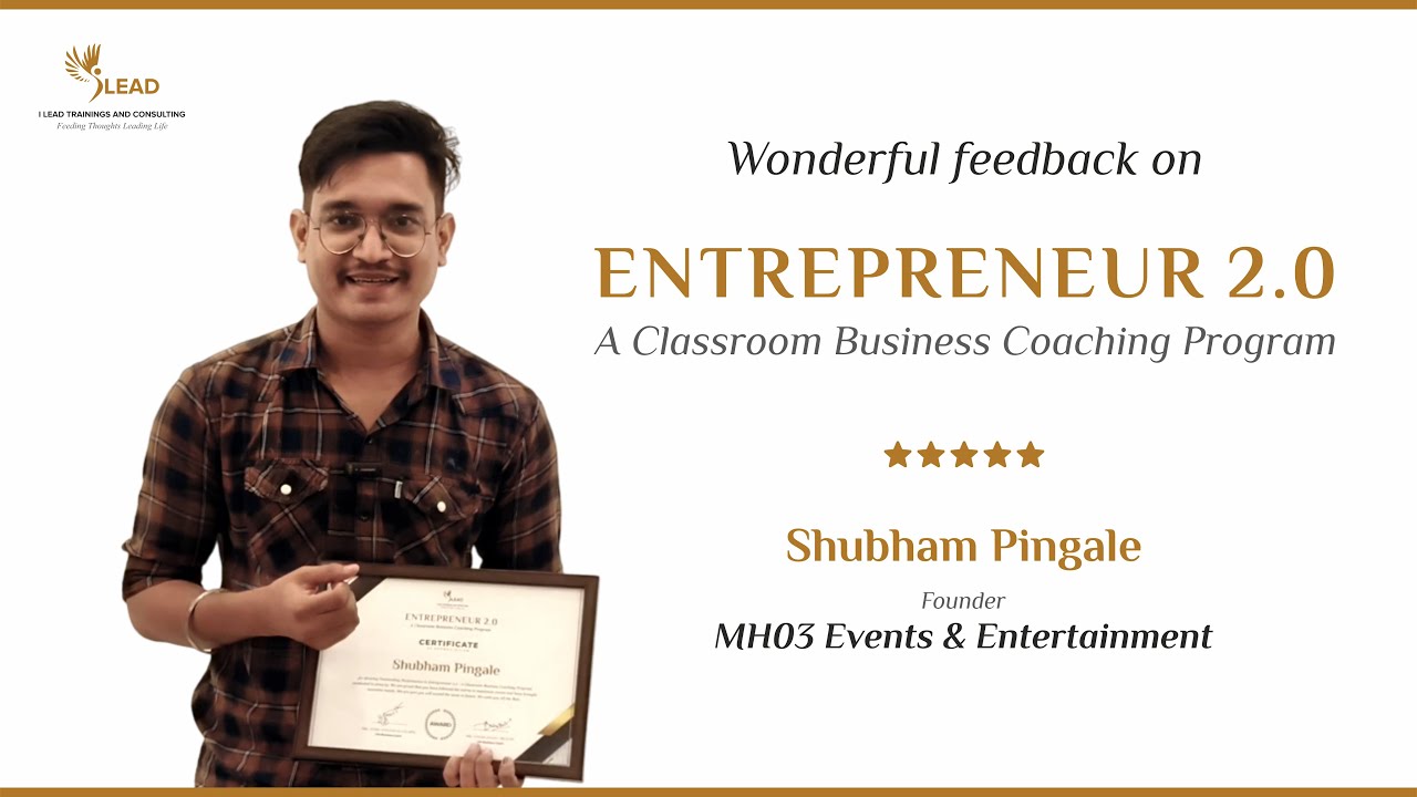 Shubham Pingale sir feedback on our Entrepreneur 2.0 - YouTube
