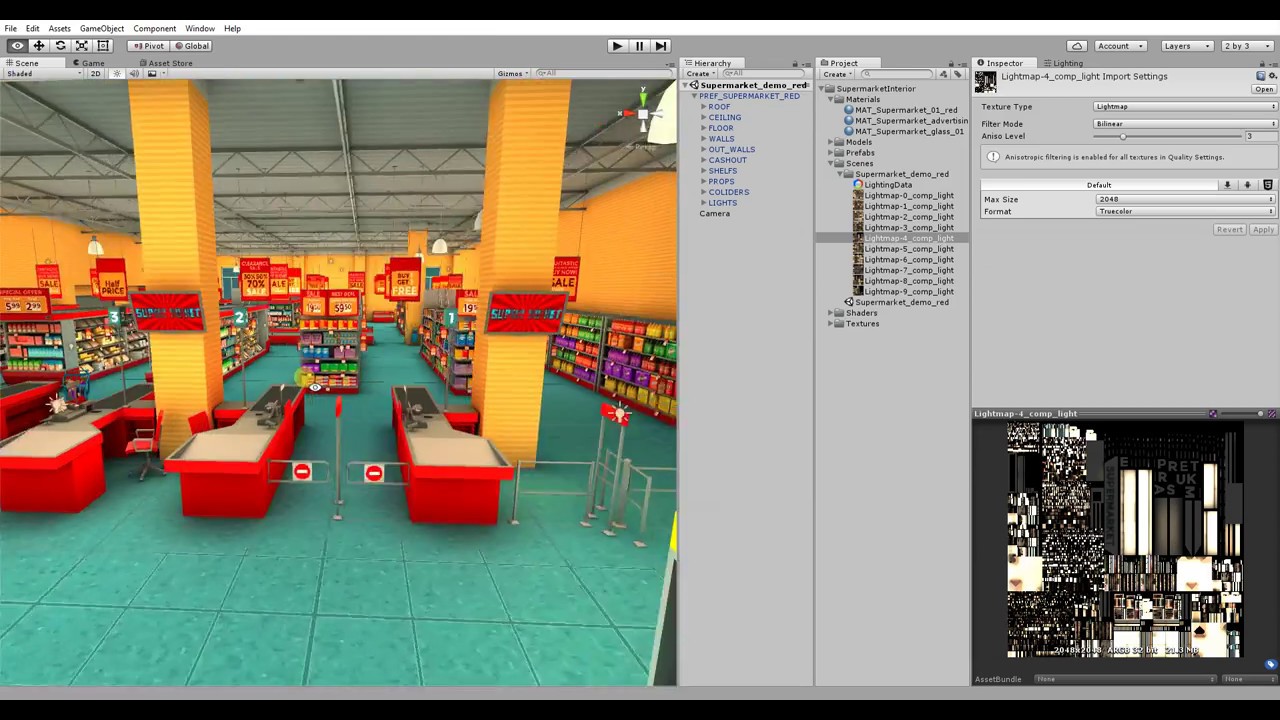 Supermarket asset, render lightmaps in Unity5 - YouTube
