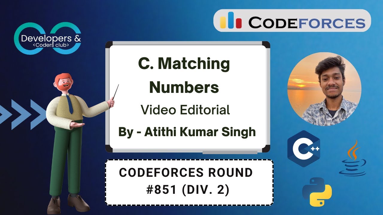 C Matching Numbers Codeforces Round 851 Div 2 Codeforces Dcc Nit A Youtube