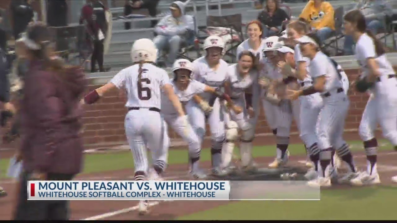 Whitehouse softball beats Mt. Pleasant 6-2 - YouTube
