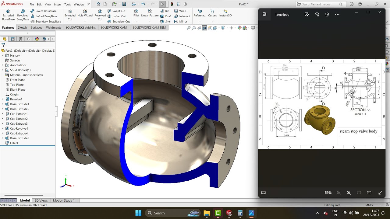 Solidworks Tutorial Membuat Check Valve pipa | 4K 60 fps - YouTube