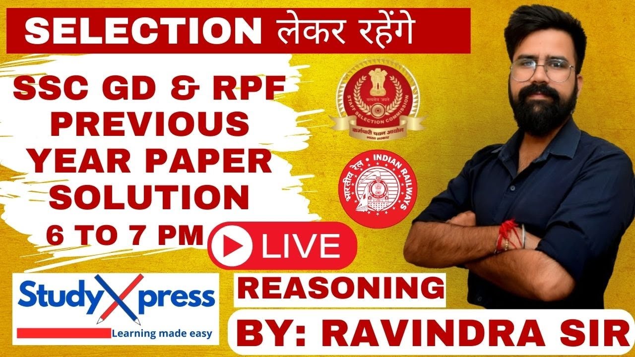 SSC GD & RPF PREVIOUS YEAR PAPER SOLUTION | REASONING | By : RAVINDRA ...
