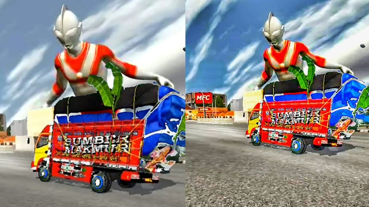 Ultraman terbang lihat truk oleng Indonesia - YouTube