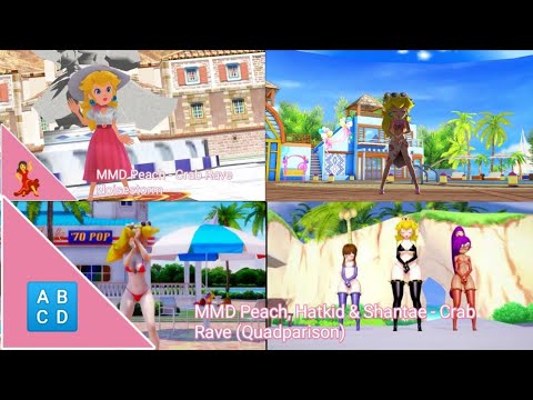 MMD Peach, Hatkid & Shantae - Crab Rave (Quadparison) - YouTube