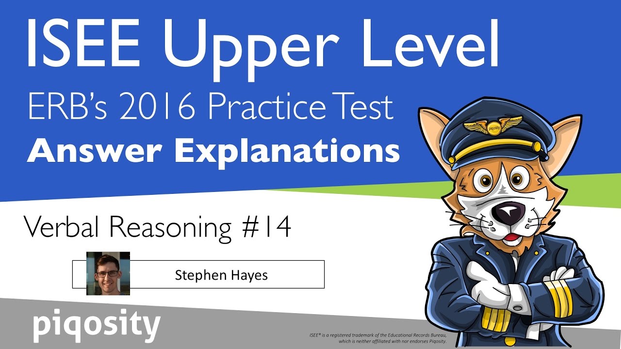 Question 14 - ERB ISEE Upper Level 2016 Verbal Reasoning Answer ...