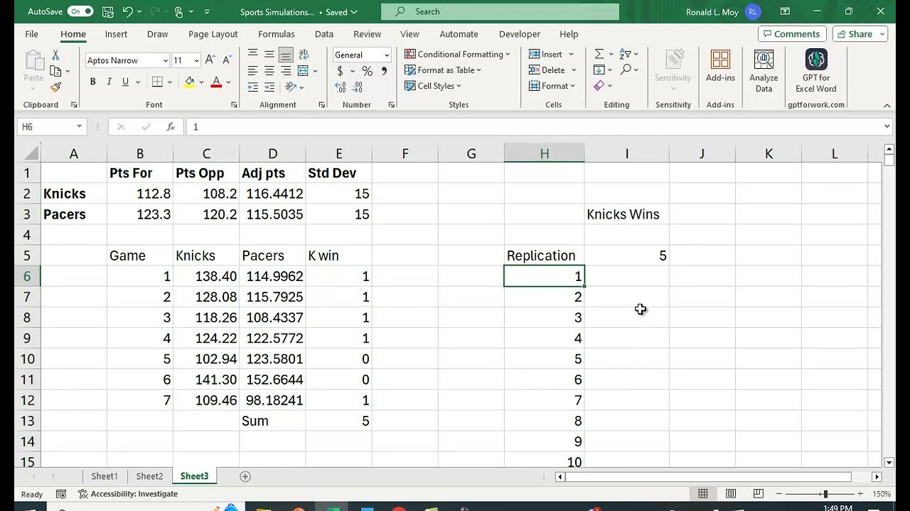 Simulating a Seven Game NBA Series in Excel - YouTube
