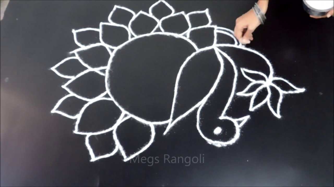Easy Peacock Rangoli | Peacock Kolam | Peacock Muggulu | Mayil kolam ...