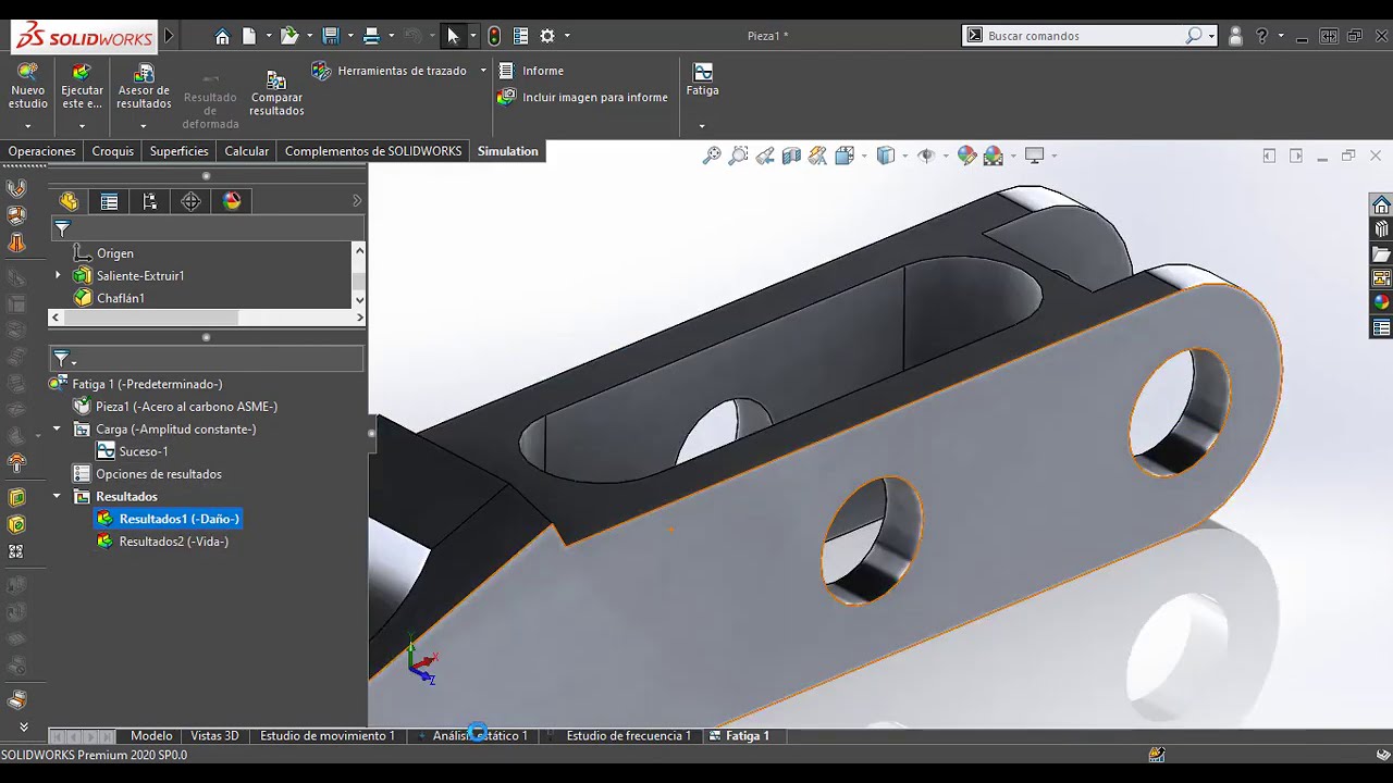 Análisis CAE Tensión, Modal y Fatiga con Solidworks - YouTube