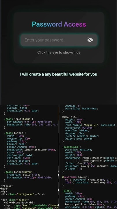 Modern Password Field with Show/Hide Eye Toggle | HTML CSS JavaScript UI - YouTube