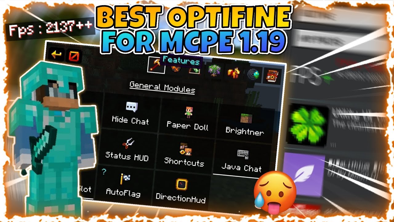 MOD MENU TERBARU‼️ TOP 3 OPTIFINE MCPE 1.19!! Clear Lag & FPS Booster ...