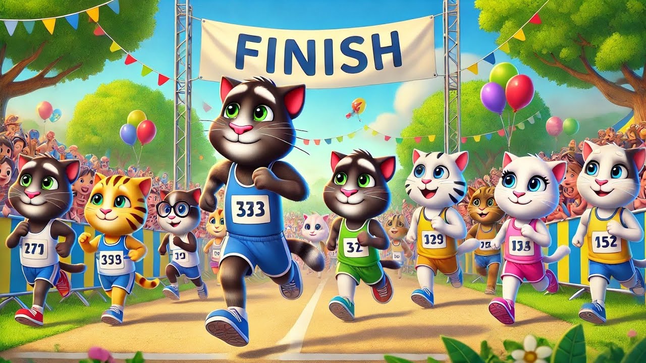 Talking tom marathon Racing 🔥🙀 Angela Tom and Hunks together - YouTube
