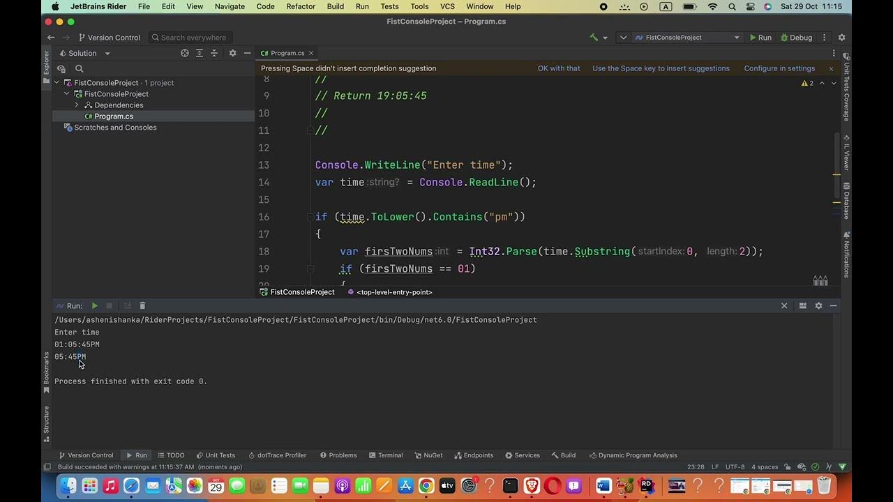 Given a time in hour AM/PM format, convert it to military (24-hour ...