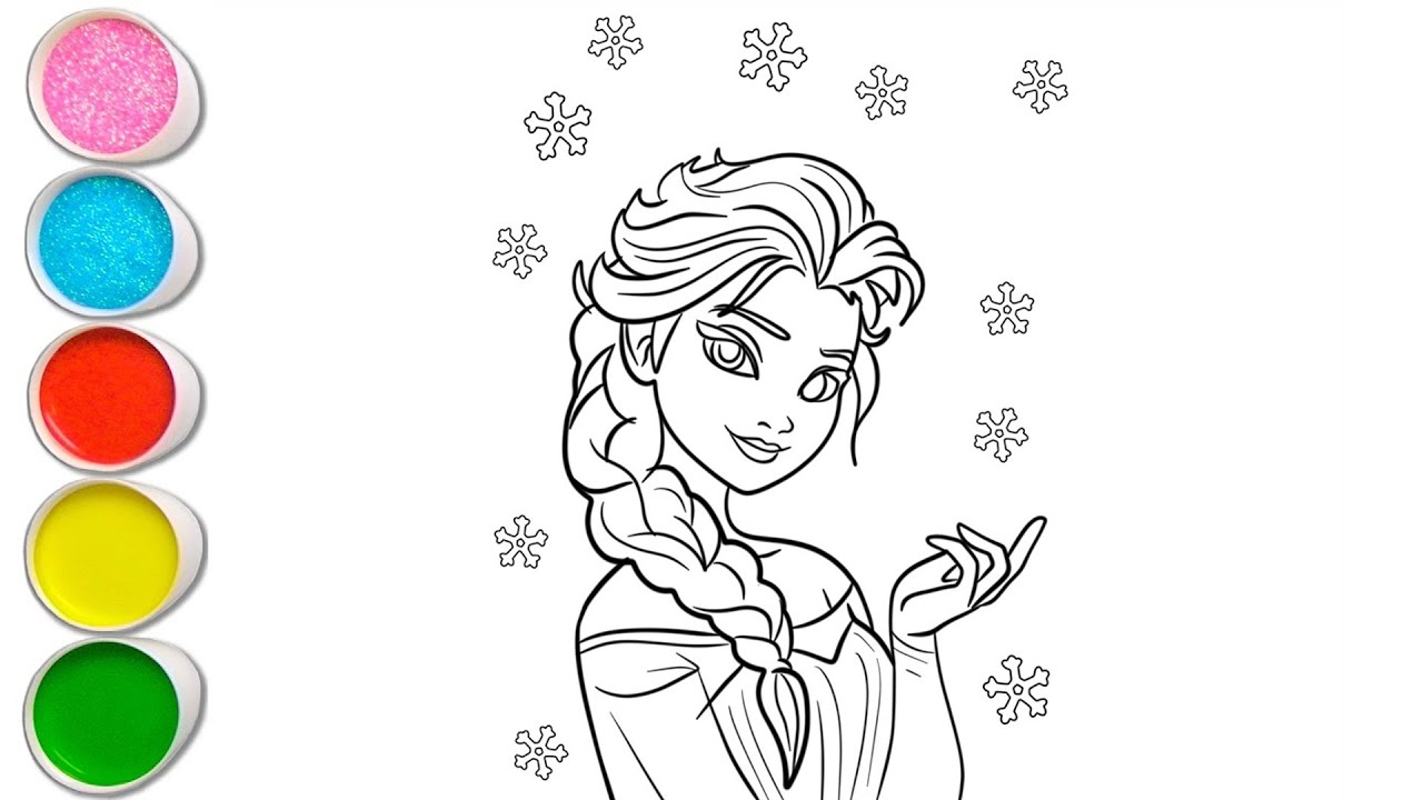 Cute Elsa Frozen Drawing for kids, Painting & coloring for kids ...