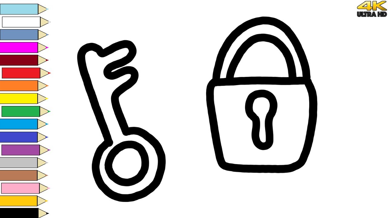 Lock and Key Drawing, Painting and coloring for kids |Draw, Paint and ...