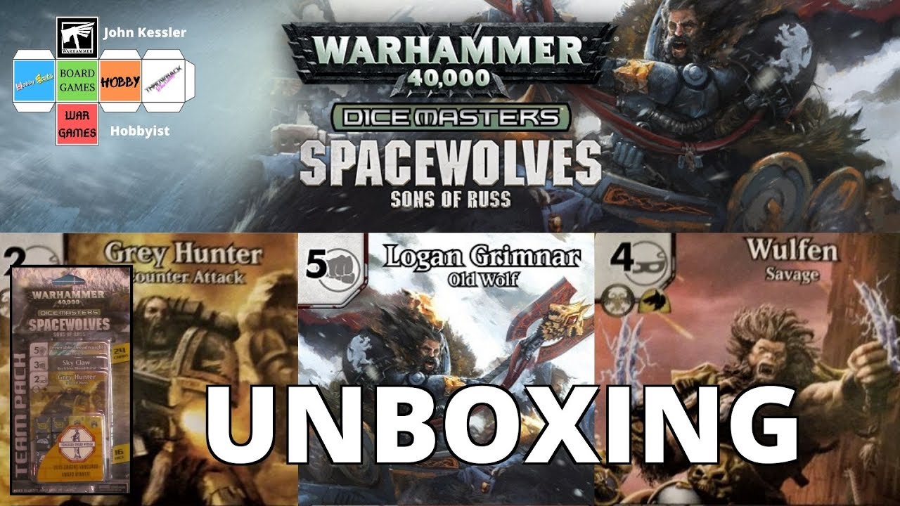 Dice Masters Warhammer 40k Space Wolves Sons of Russ Team Pack Unboxing ...