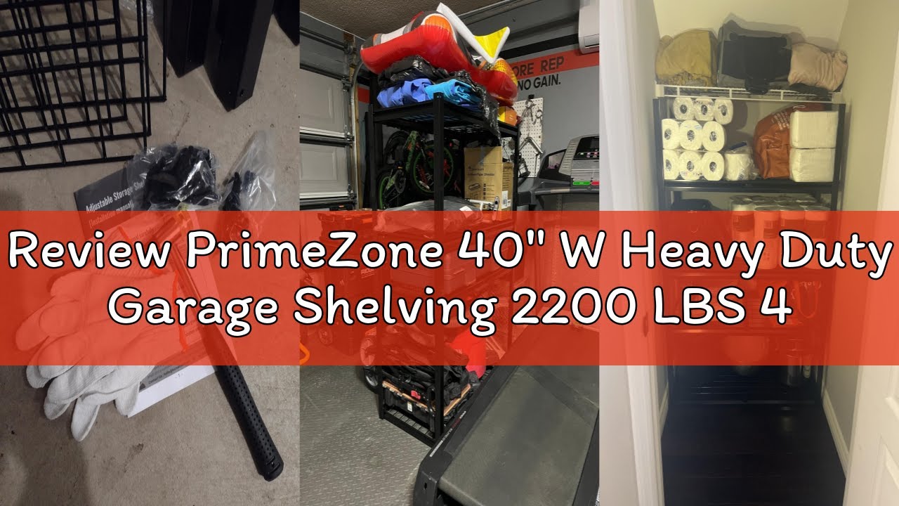 Review PrimeZone 40" W Heavy Duty Garage Shelving 2200 LBS 4 Tier ...
