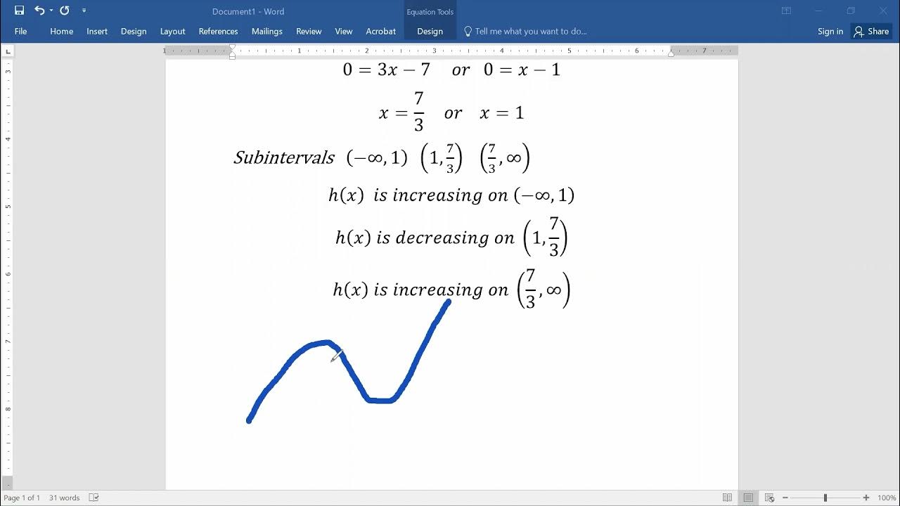 Calculus 1. Section 3.3f Increasing and Decreasing Functions using ...