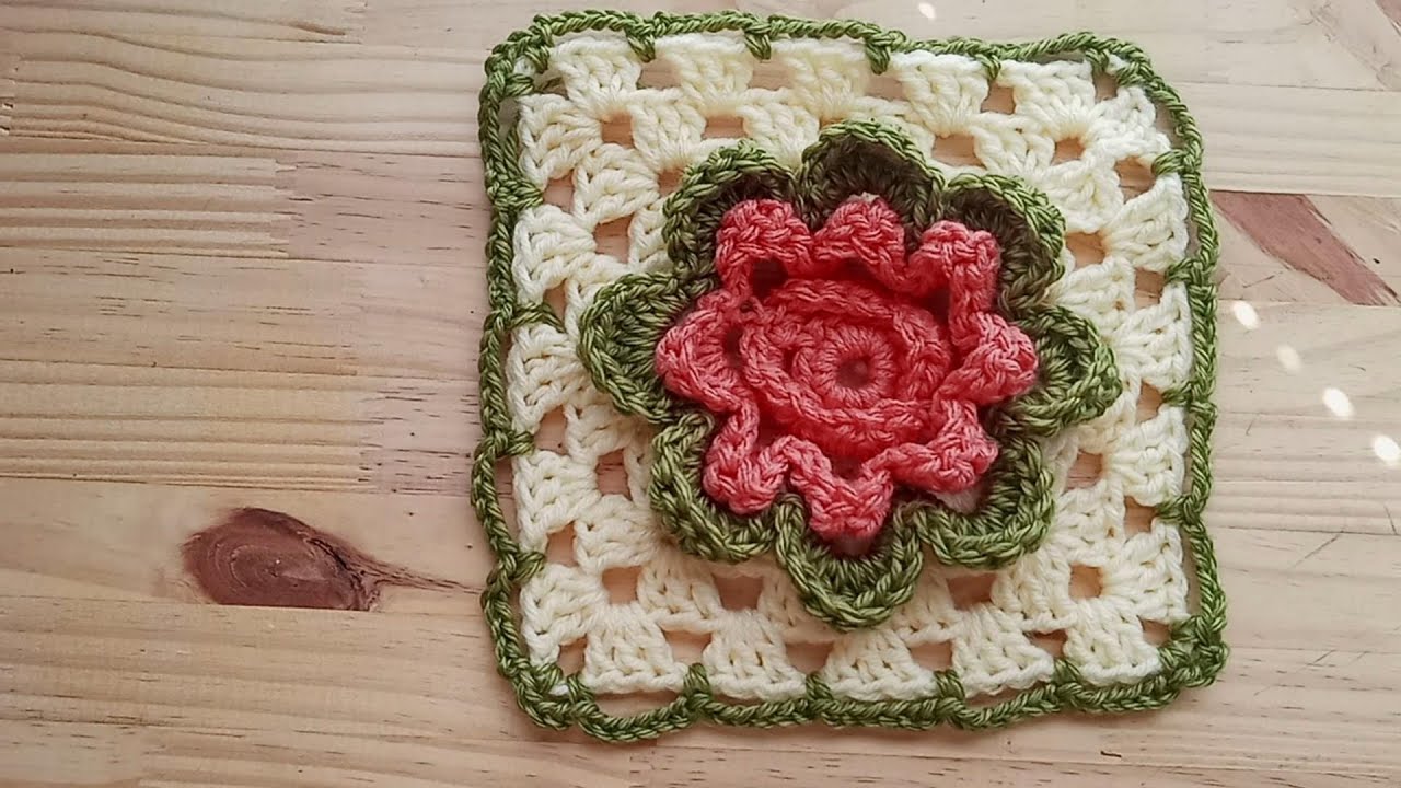 3D Flower Granny Square part 1 - YouTube