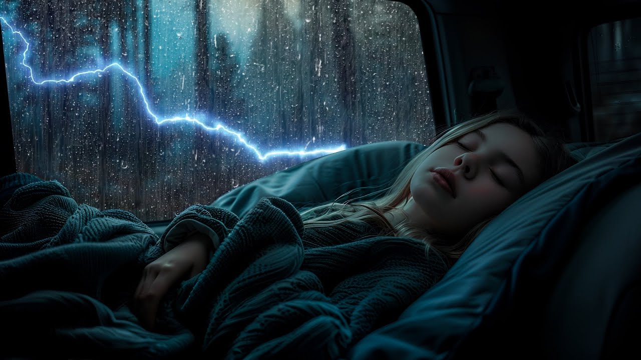 Sleep Instantly in Car with Heavy Rainstorm & Roaring Thunder Sounds in ...
