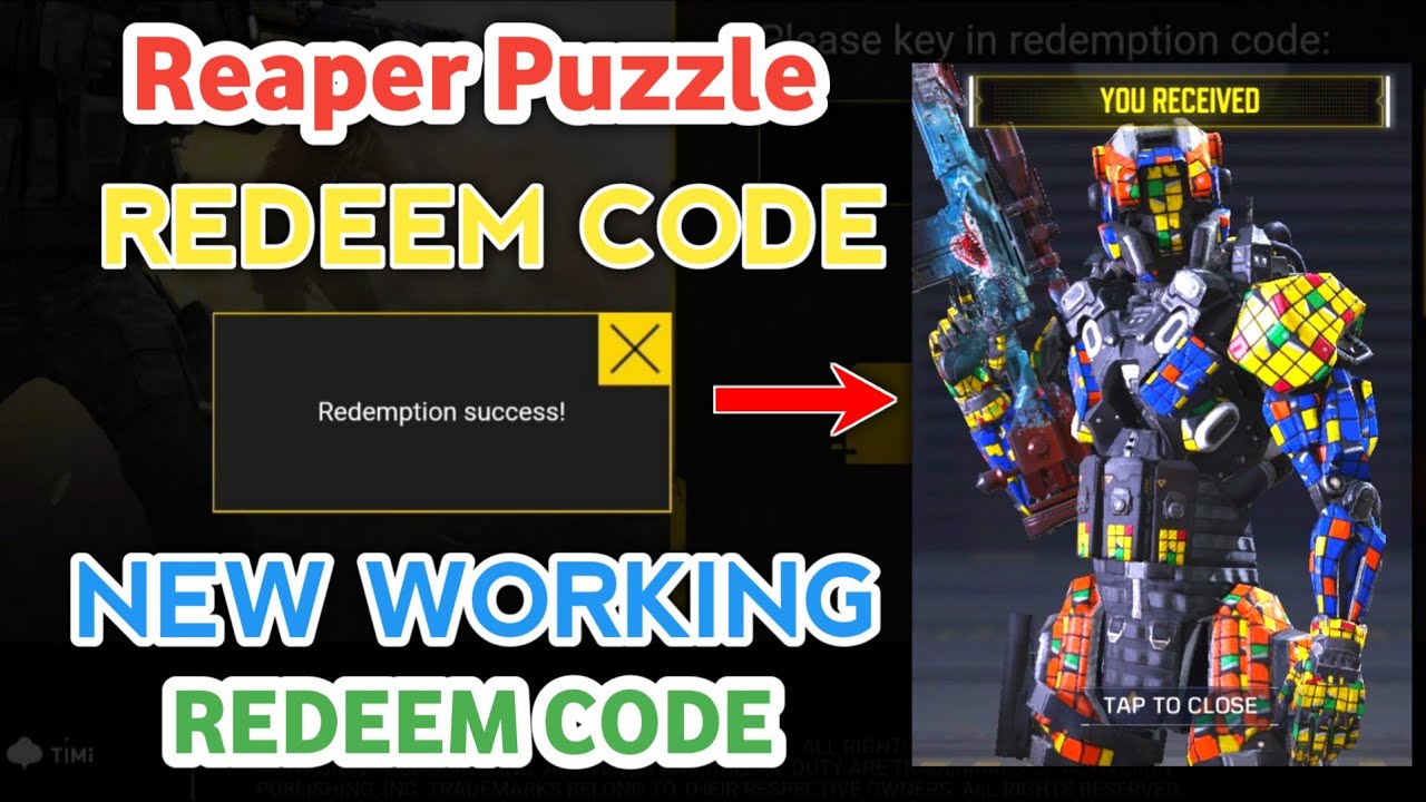 Working Permanent Reaper Puzzle Character Skin Redeem Code Cod mobile ...